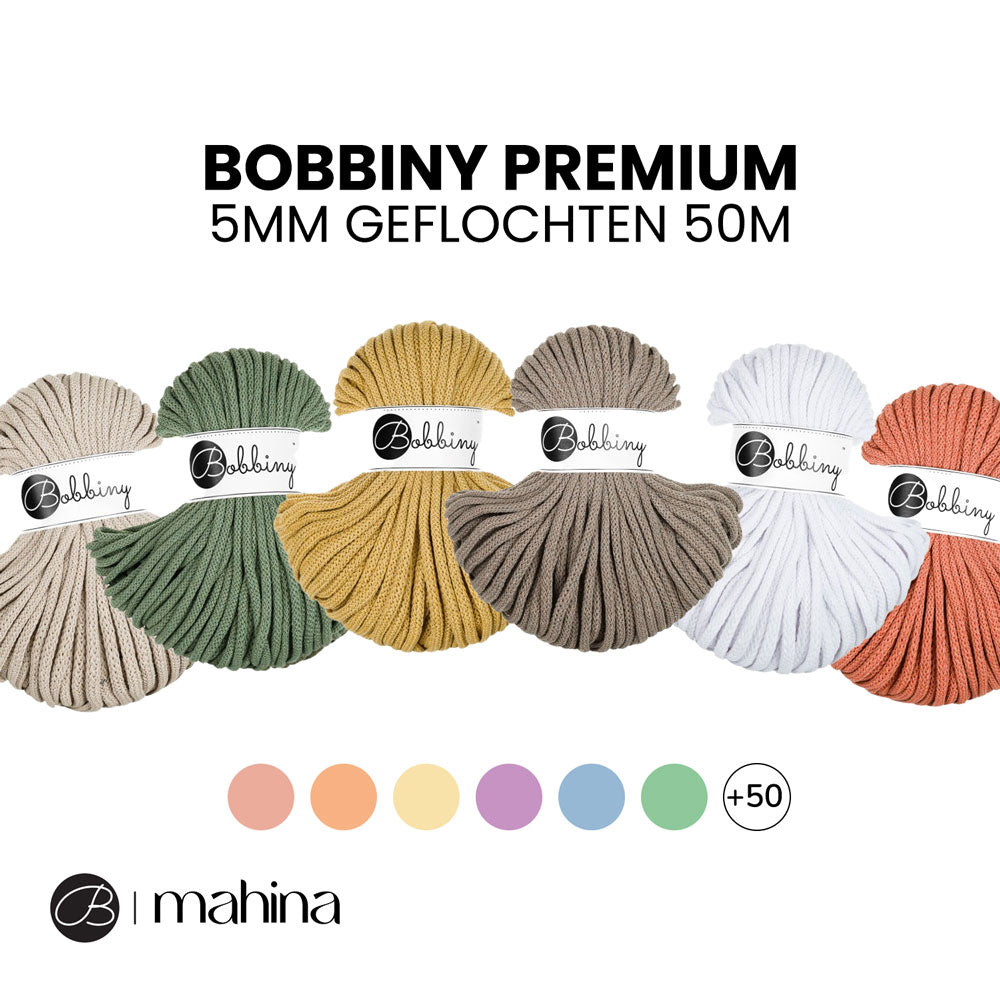 MAHINA - Bobbiny PREMIUM Flechtkordel 5mm geflochten 100m