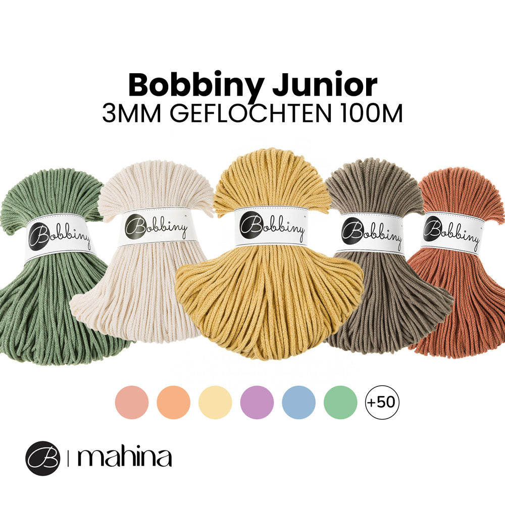 Bobbiny JUNIOR Flechtkordel 3mm geflochten 100m von mahina