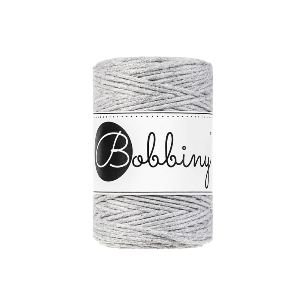 mahina - Bobbiny Macrame Yarn 1.5mm twisted Light Gray 100m